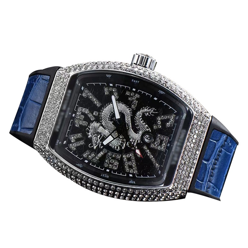 Men's Watch Frank Diamond-Studded Dragon-Shaped Fashion Quartz | Shopee ...