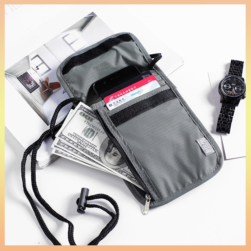 RFID Neck Hanging Bag Passport Bag Multifunctional Card Holder Clamp ...