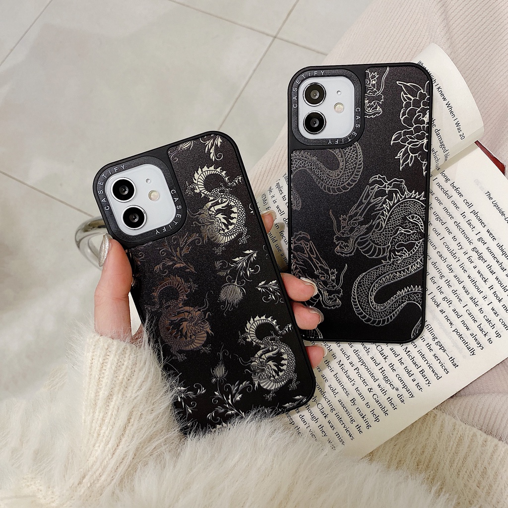 Cool Chinese Dragon Loong Black Mirror Hollow Out Hard Case Cover ...