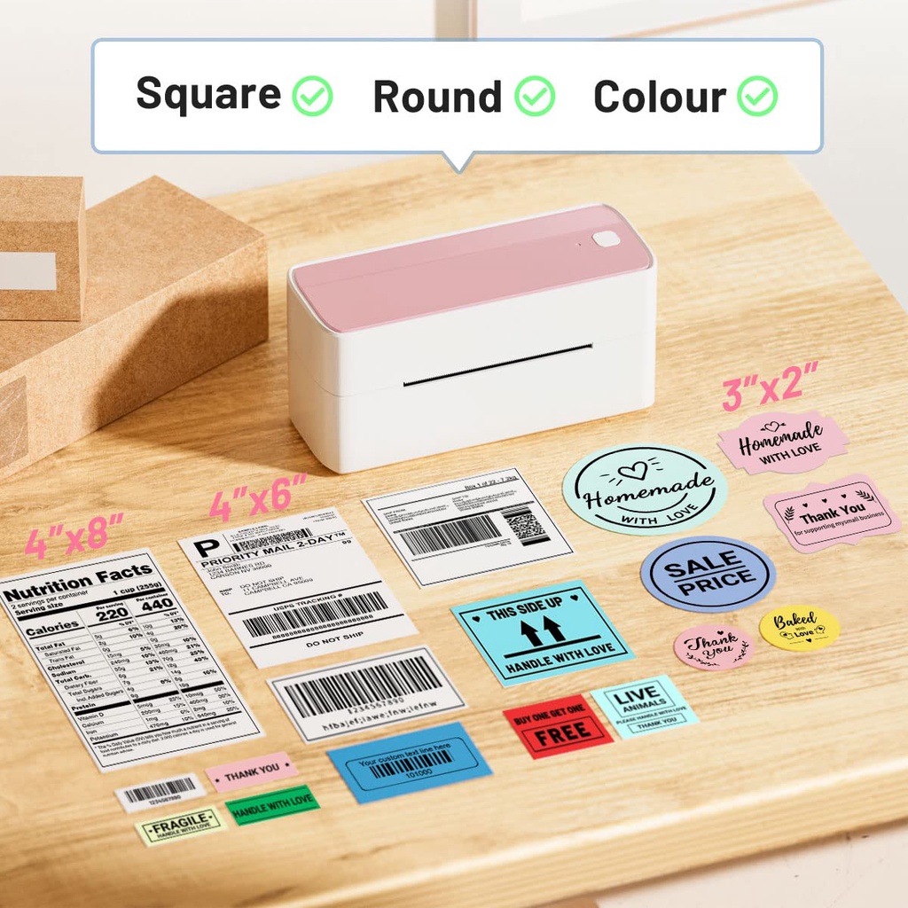 Thermal Label Sticker Square Round Thermal Sticker Shipping Label Work ...