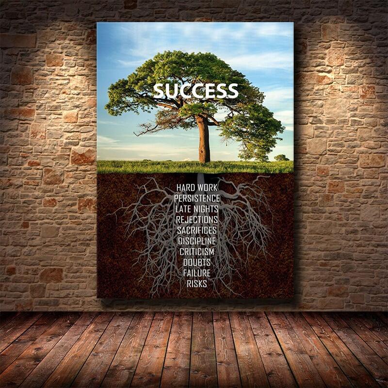 Big Tree Success Motivational Quotes Posters Wall Art Canvas Painting ...