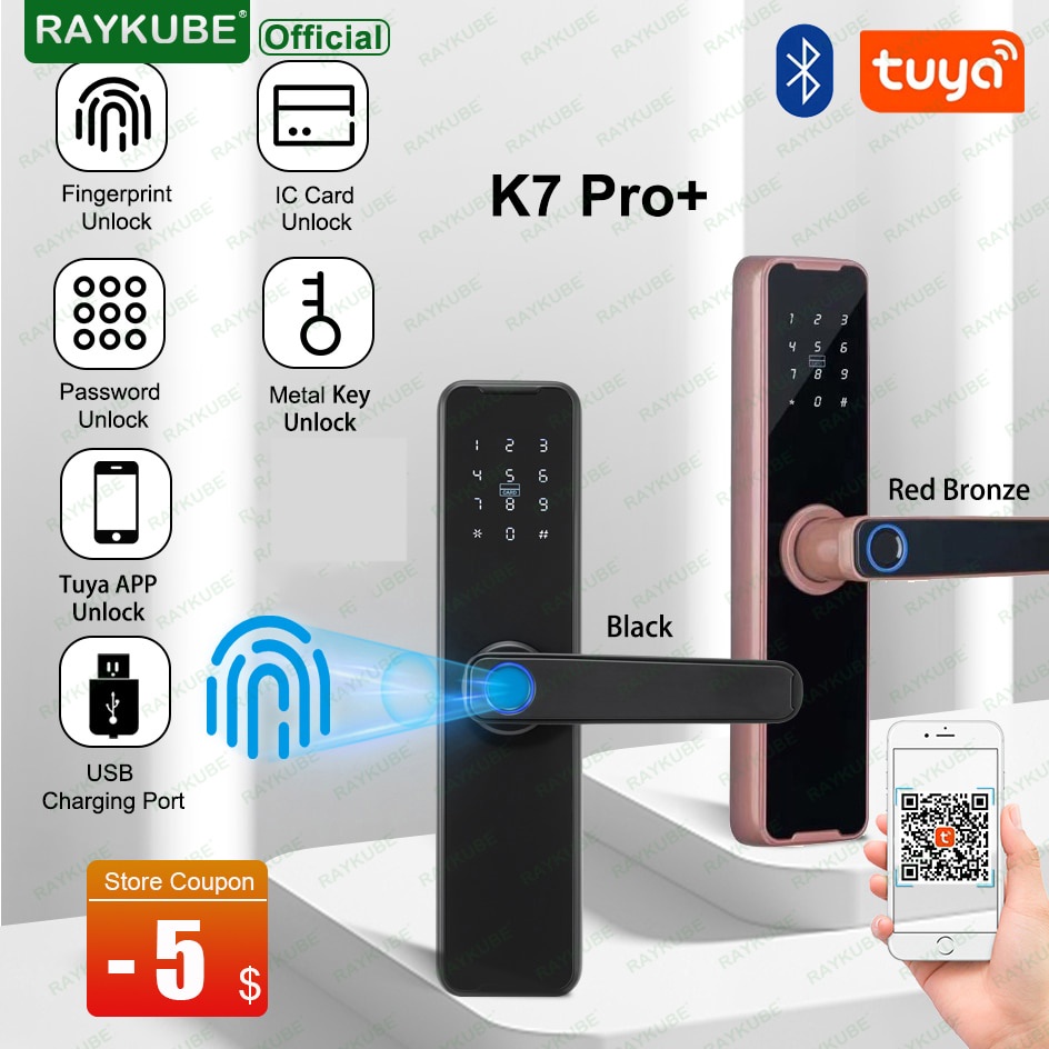 Digital lock Biometric Fingerprint Door Lock K7 Pro Smart Lock Tuya App ...