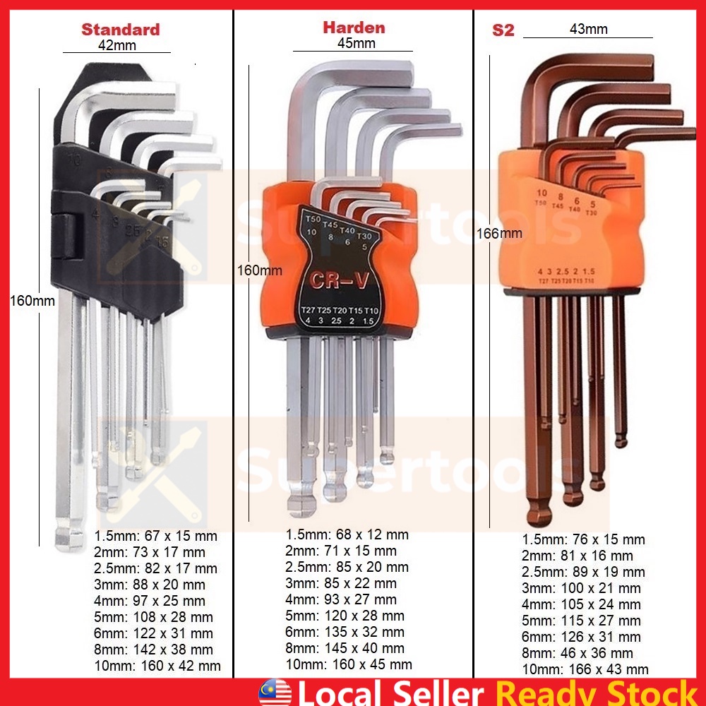 Ball Hex Keys Eklind 7-Piece Ball End Hex Key Set - Metric 1.5mm To 6mm ...