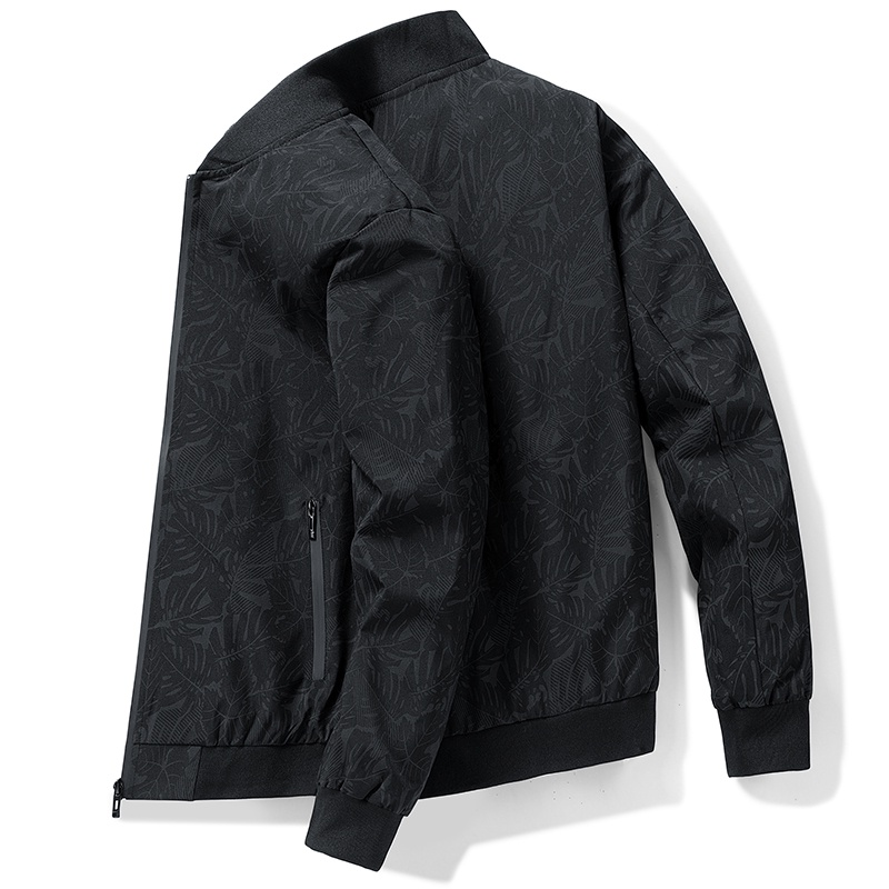 [Ready Stock] Jacket Men Fallen Leaves Series Printed Stand Collar ...