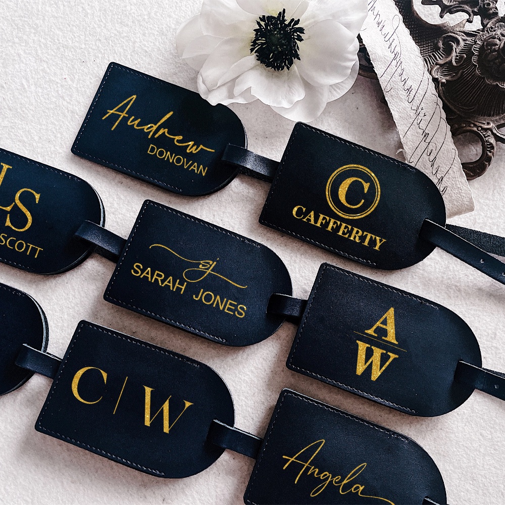 Personalized Leather Luggage Tags Custom Name Suitcase Domestic Travel ...