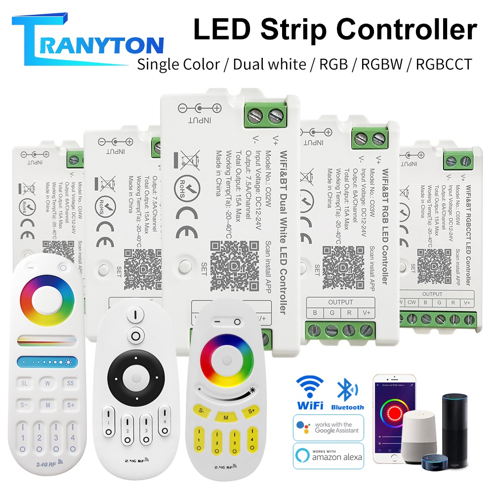 Smart LED Controller WiFi Bluetooth Phone APP Remotely For RGBW RGB CCT ...