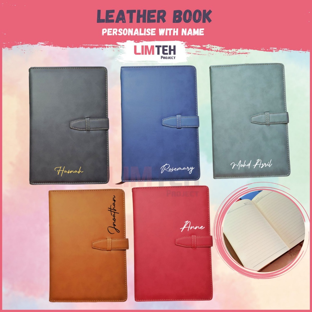 Personalised A5 Leather Notebook with initials Name | Christmas Gift ...