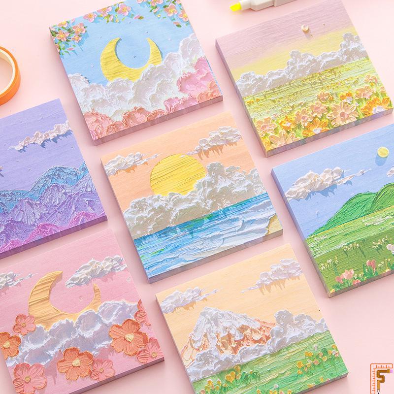 F |Oil Painting Convenience Stickers Simple Cute Note Stickers ...