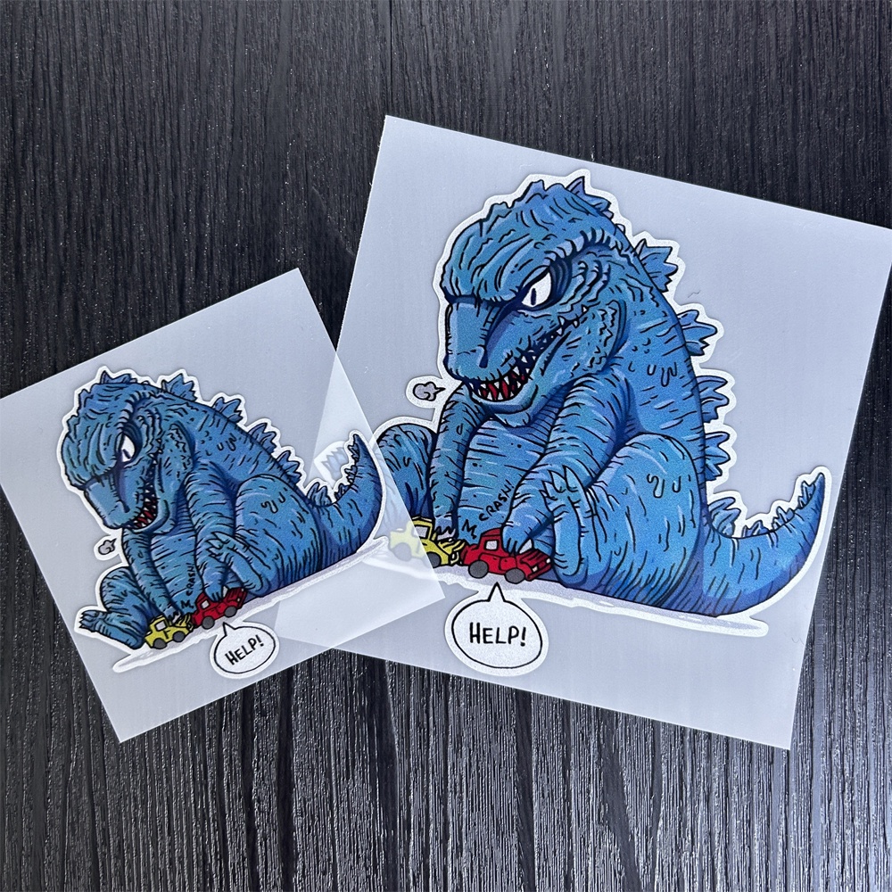 Funny Cartoon JDM Godzilla Dinosaur Reflective Car Vinyl Stickers ...