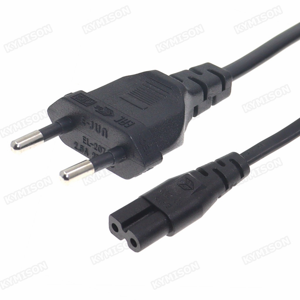 EU Schuko CEE7/16 plug to 2 Slot Polarized Figure 8 AC Adapter Power ...