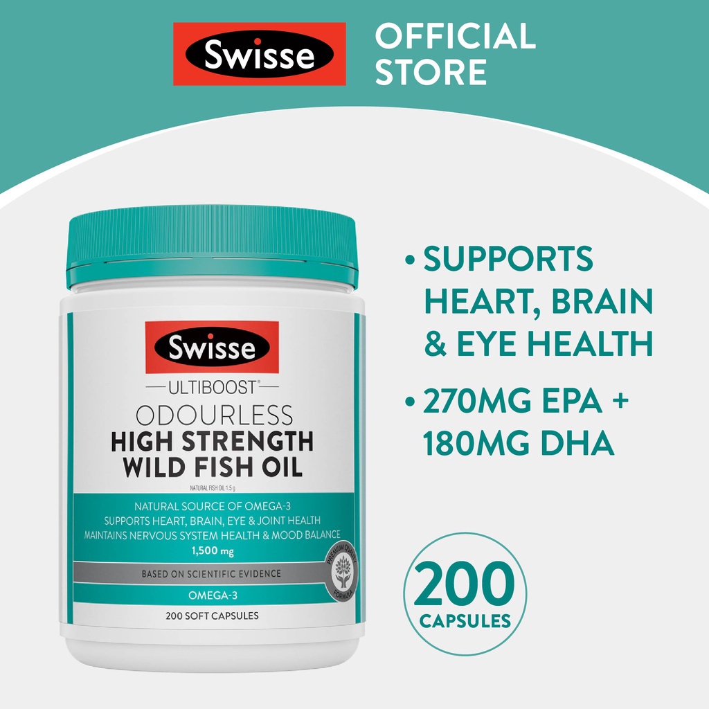 Swisse Ultiboost Odourless High Strength Wild Fish Oil 1500Mg 200 Caps ...