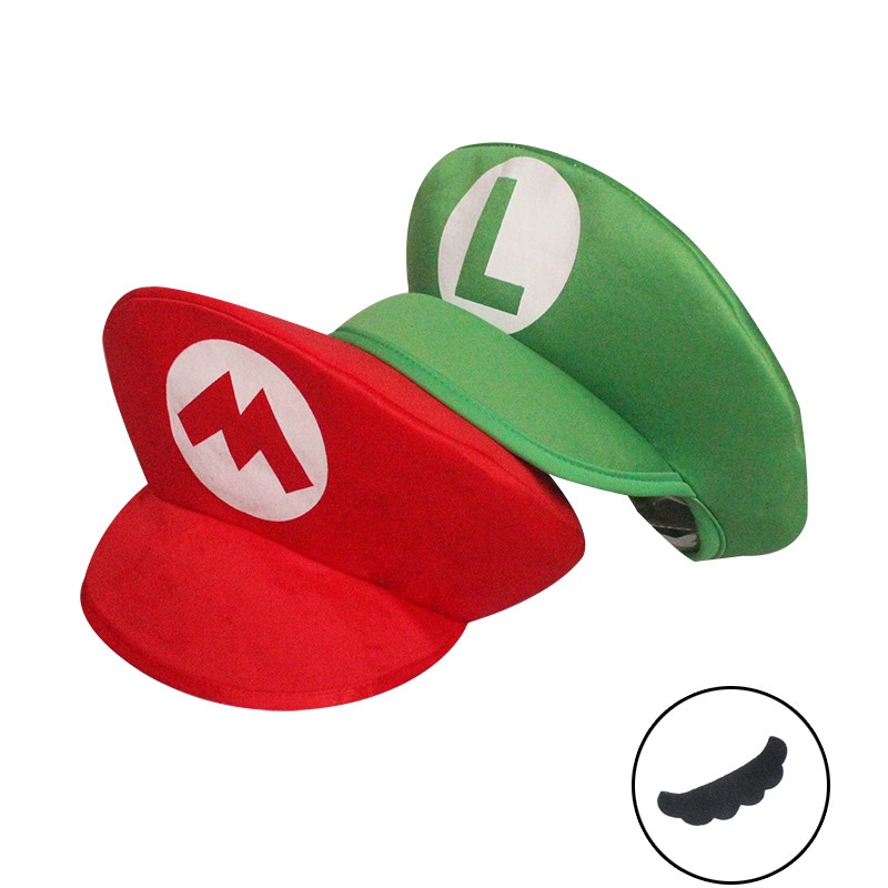 Super Mario Bros Theme Cartoon Hat Luigi Embroidery Anime Figure ...