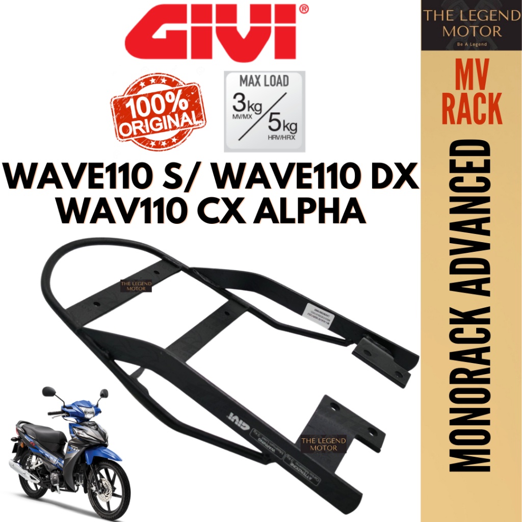 HONDA WAVE110 S CX ALPHA DX WAVE 110 GIVI MV MONORACK ADVANCE MONO RACK CARRIER REAR BOX TAPAK ...