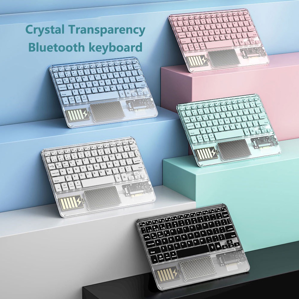 Backlit Wireless keyboard Crystal transparent Keyboard Rechargeable ...