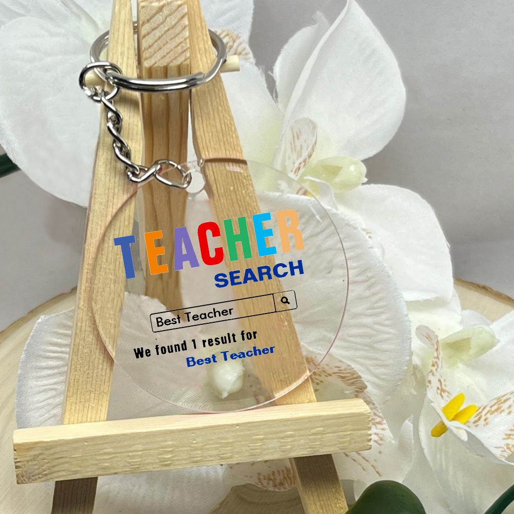 Best Teacher Ever Print Keychain Happy Teacher's Day Circular Acrylic ...
