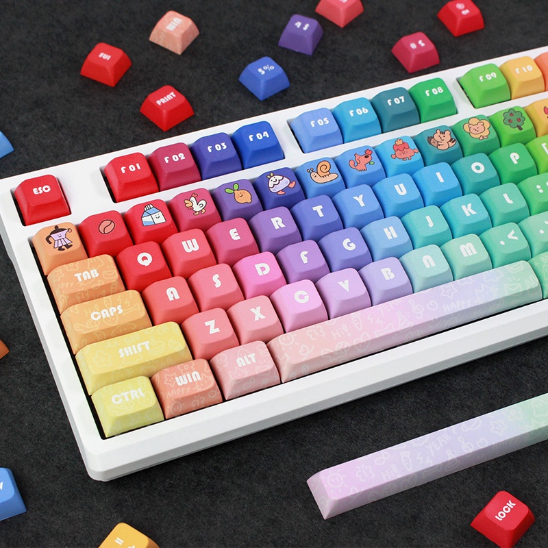 2023 New Rainbow Candy xda macaron Morandi Gradient Keycaps PBT ...