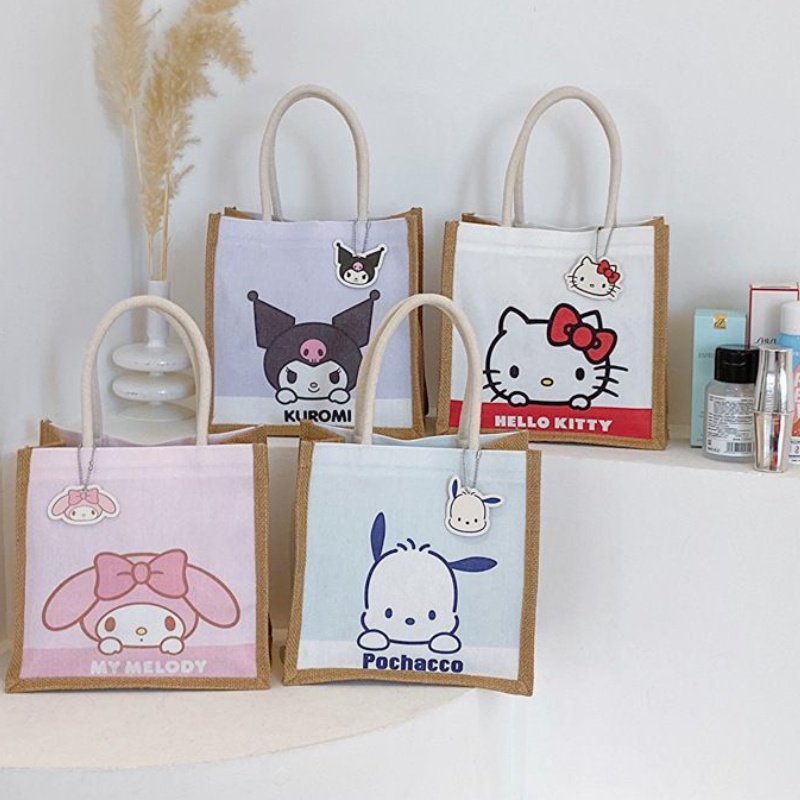 Kawaii Sanrio Canvas Bag Kuromi Tote Bag Hello Kitty Handbag Mini Bag ...