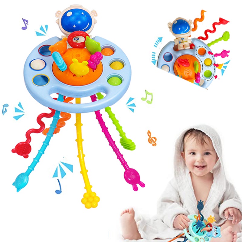 Montessori Finger Sensory Toys Food Grade Silicone Pull String Baby Toy ...