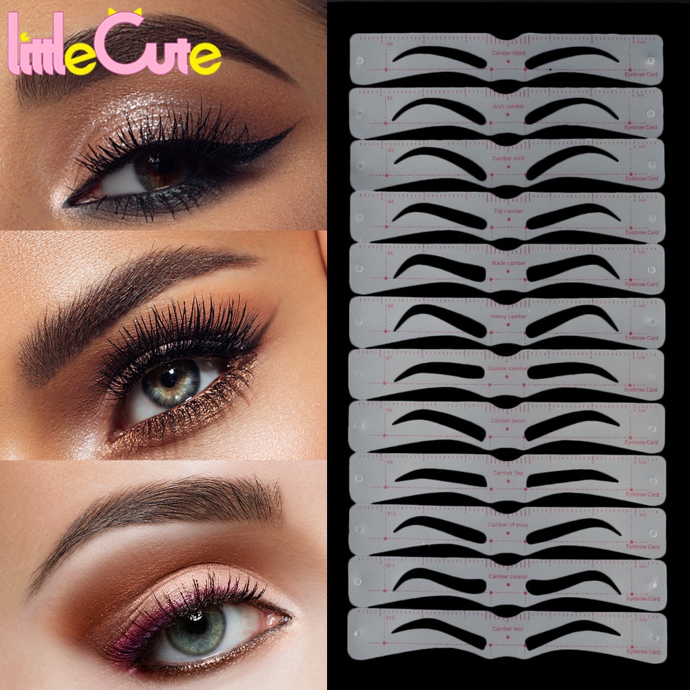 12 Styles European Fixable Eyebrow Templates Reusable Washable Brow ...