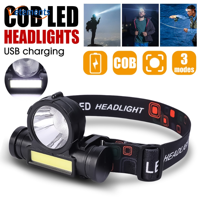 Mini High Power LED Headlamp/ Built-in Battery COB USB Rechargeable ...