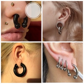 1 PC Big Size Captive Bead Horseshoe Nose Ring Stainless Steel BCR Hoop ...