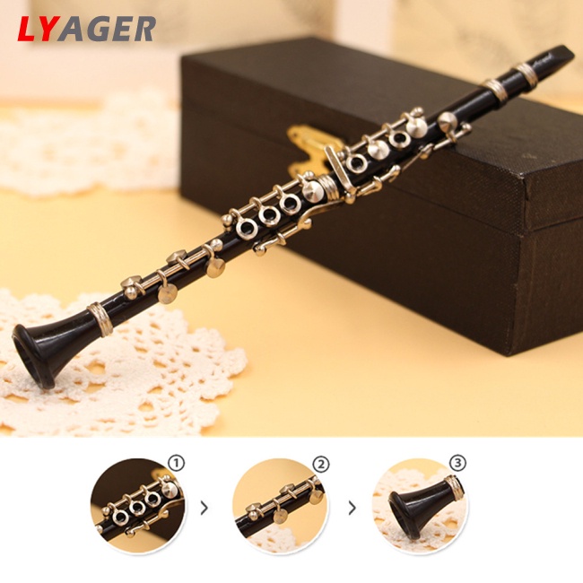 AGM Mini Clarinet Model Musical Instrument Miniature Desk Decor Display with black leather box ...