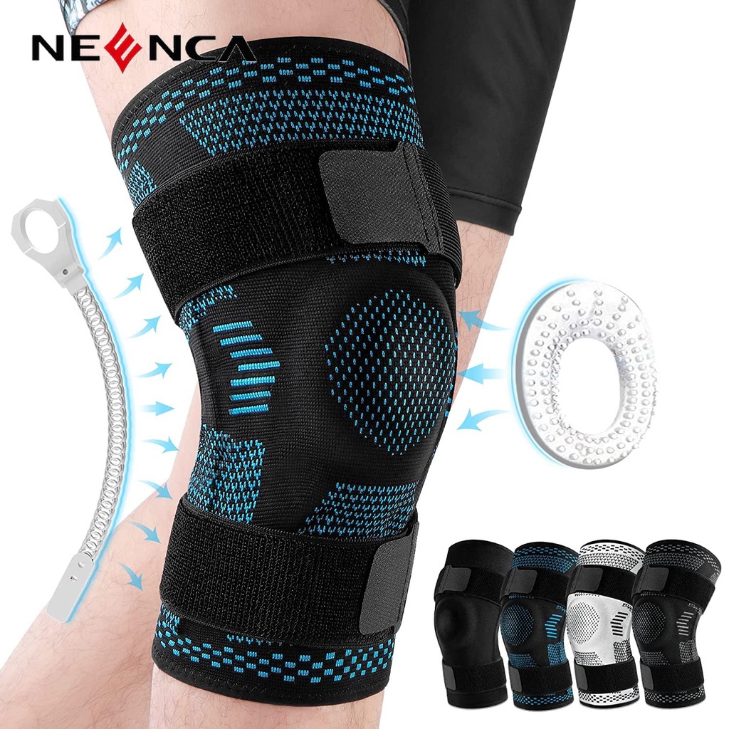Knee Brace Support Compression Sleeve with Side Stabilizers and Patella ...