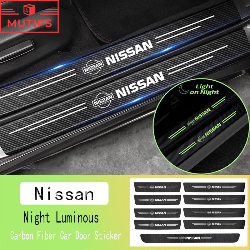 Nissan 9Pcs Luminous Car Door Fashion Stickers Carbon Fiber Sill ...