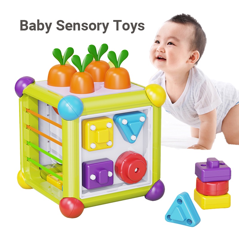 New 3M+ Sensory Cube Baby Toddler Shape Sorter Fine Motor Skills ...