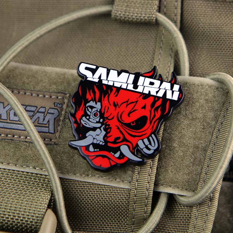 Samurai cyberpunk 2077 Skull Metal Morale Seal 3D Velcro Patch /Badges ...