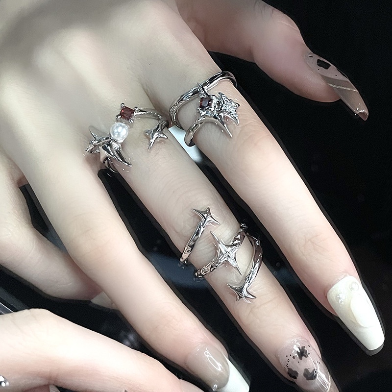 Cosmic Star Manger Ring for Women's New Light Luxury French Zircon ...