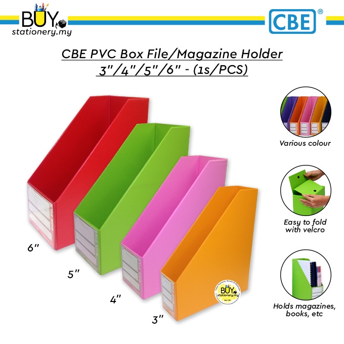 CBE PVC Foldable Magazine Holder 3” 4” 5” 6” File Holder Book Holder ...