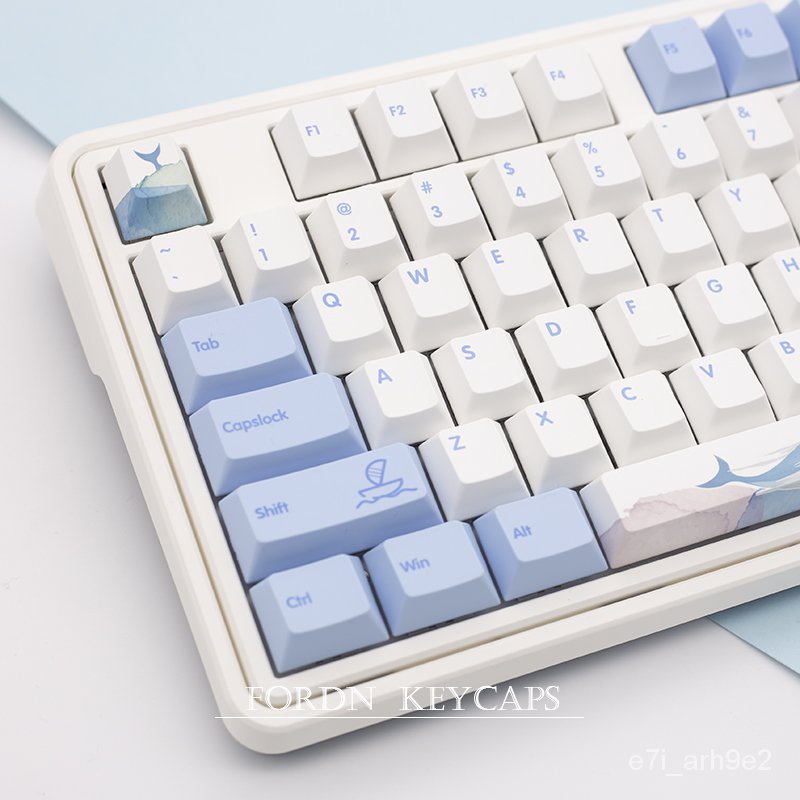 129 Keys Ocean Wave Theme PBT Keycaps For Gaming Mechanical keyboard ...