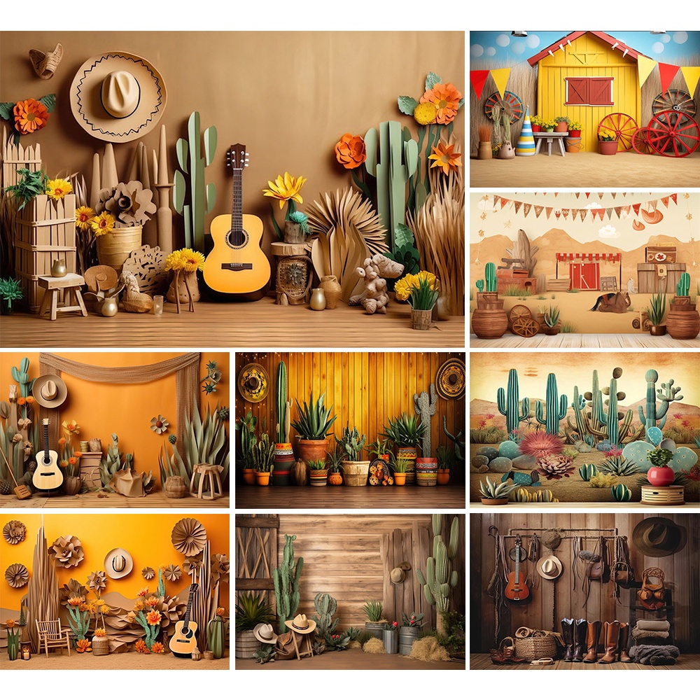 Photography Background Mexico Wild West Desert Cactus Floral Kids ...