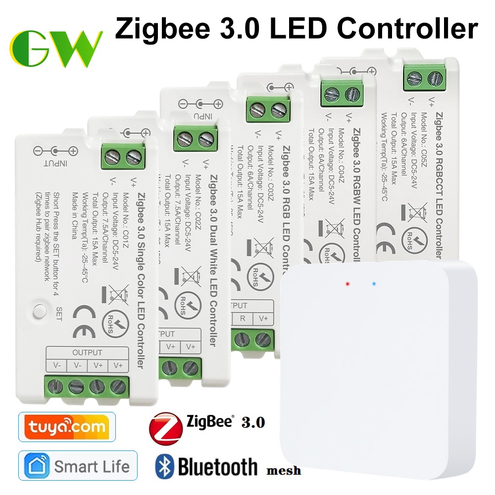 Tuya Zigbee RGB Controller 15A 12V 180W Smart Life Gateway Hub 5V 24V ...