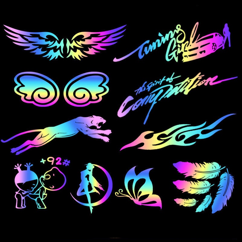 Colorful laser car stickers Personalized car stickers Front windshield ...