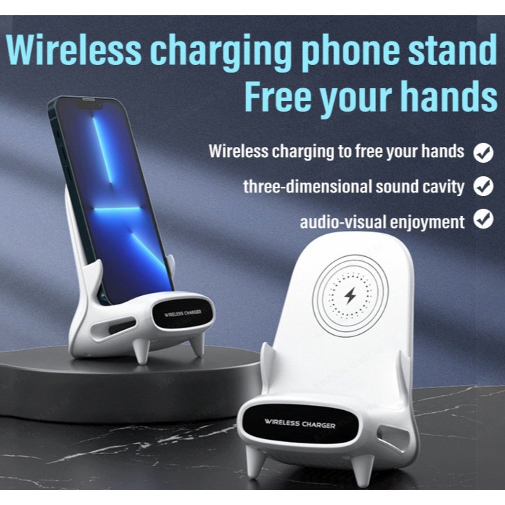 Desktop vertical wireless fast charging phone stand | Shopee Singapore