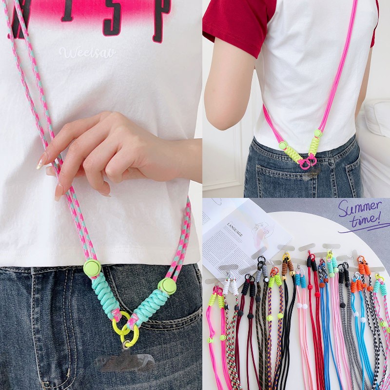 Double Color Crossbody Long Phone Lanyard with Clip Tag Phone Pendents ...