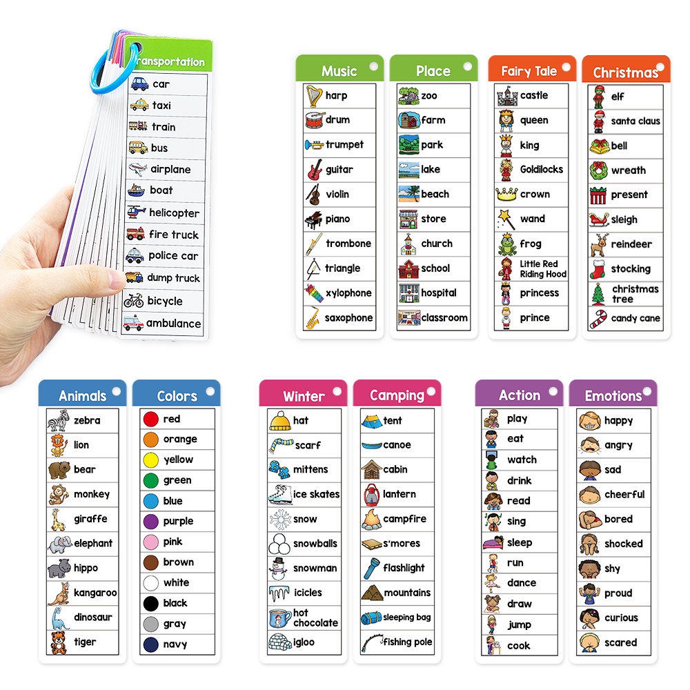 40 Themes Writing Center Word Lists Flash Cards for Kids Preschool ...