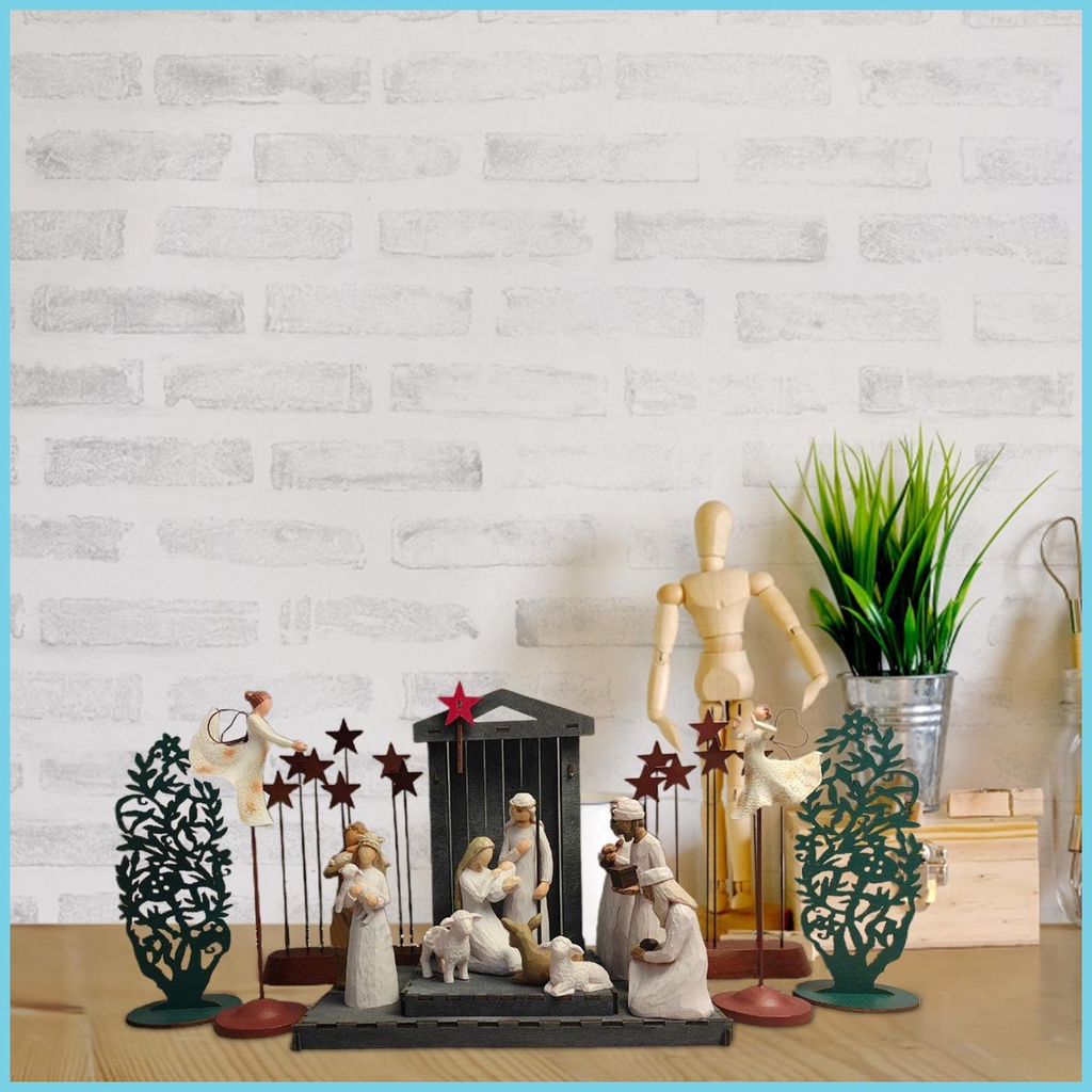 Christmas Nativity Scene 17Pcs Sculpted Stable Figures Resin Jesus ...