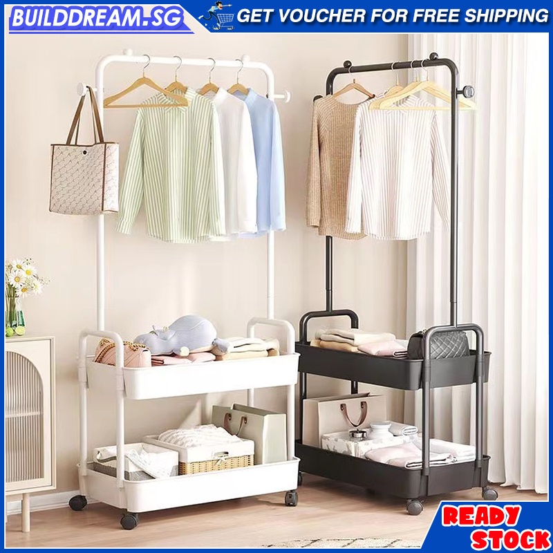 Movable Clothes Hanger Bedroom Bedside Clothes Rack Multifunctional ...