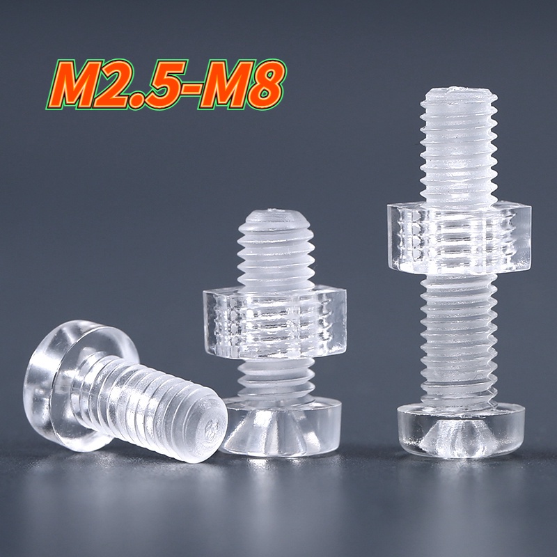 [XJK] Pc Transparent Phillips Round Head Screw Acrylic Plastic Screw ...