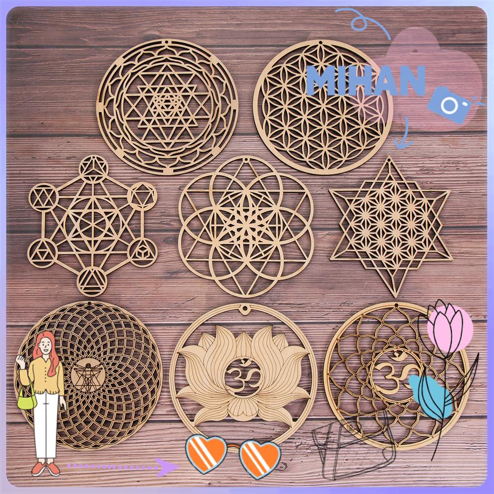 MIHAN Making Sacred Geometry Ornament Slice Wood Base Craft Flower of ...