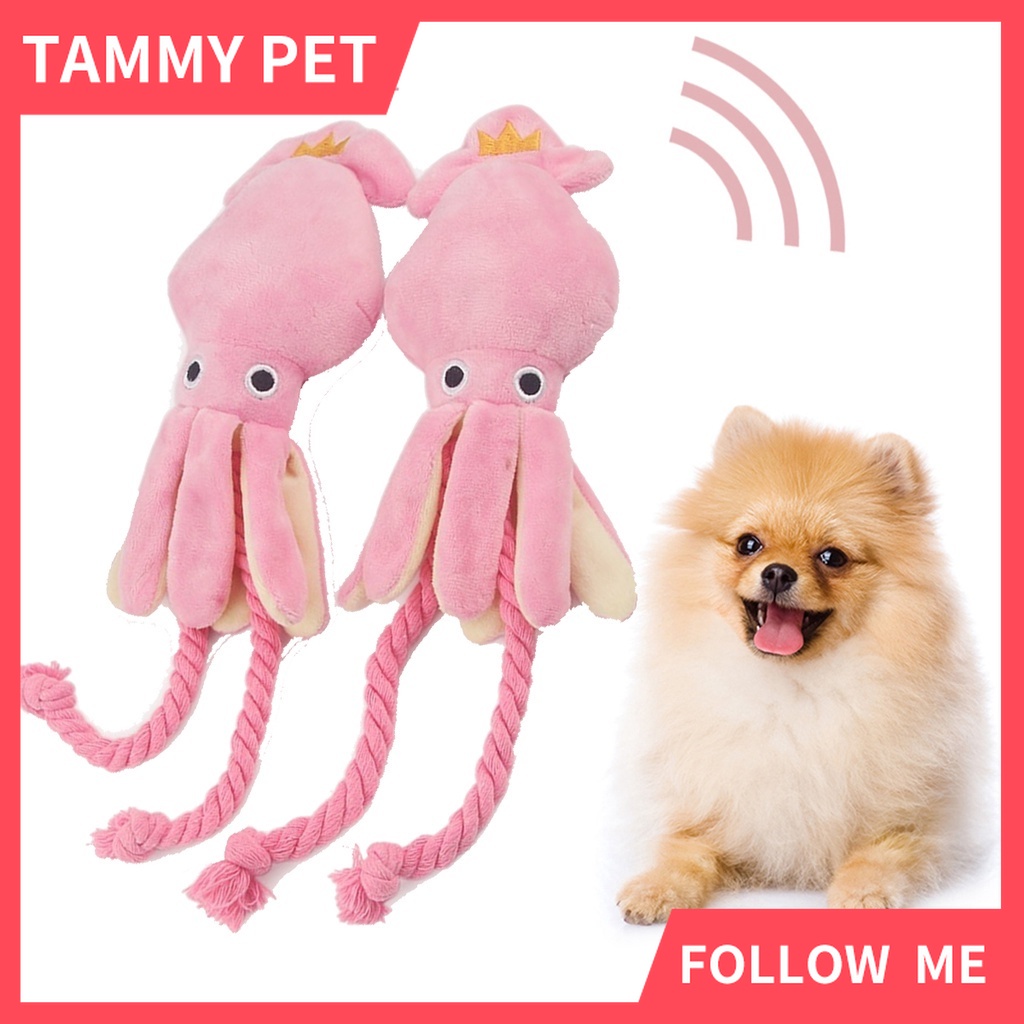 Pink Chew Squeak Bite Toys BB Plush Octopus Dog Toys Cute Squid Puppy ...