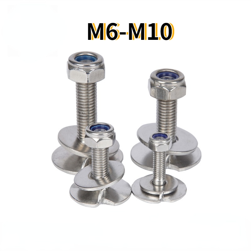 [XJK] Stainless Steel 304 Bucket Screw Thread Screw Belt Screw Thread Screw Elastic Washer Nylon ...