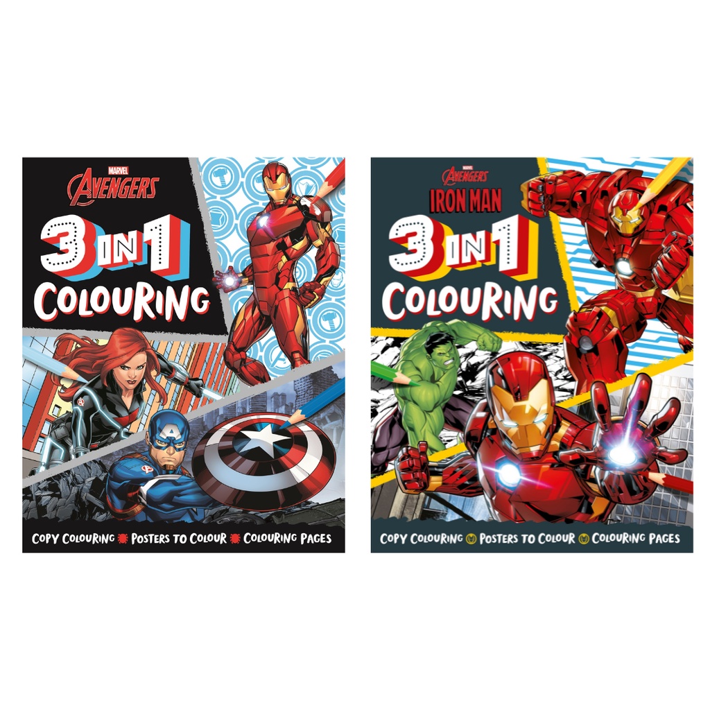 Marvel Avengers 3 In1 Fun Colouring Book For Kids To Color The Awesome ...