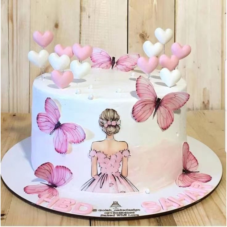 Beautiful Butterfly Back Girl Happy Birthday Cake Decoration Cake ...