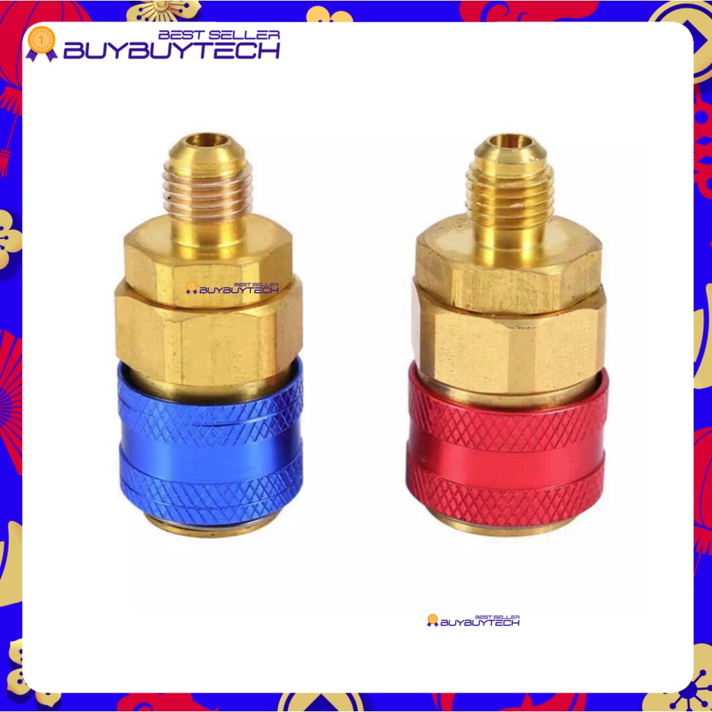 BUYBUYTECH Copper R134a Double Pack (Blue + Red) AC Coupler R-134a High ...
