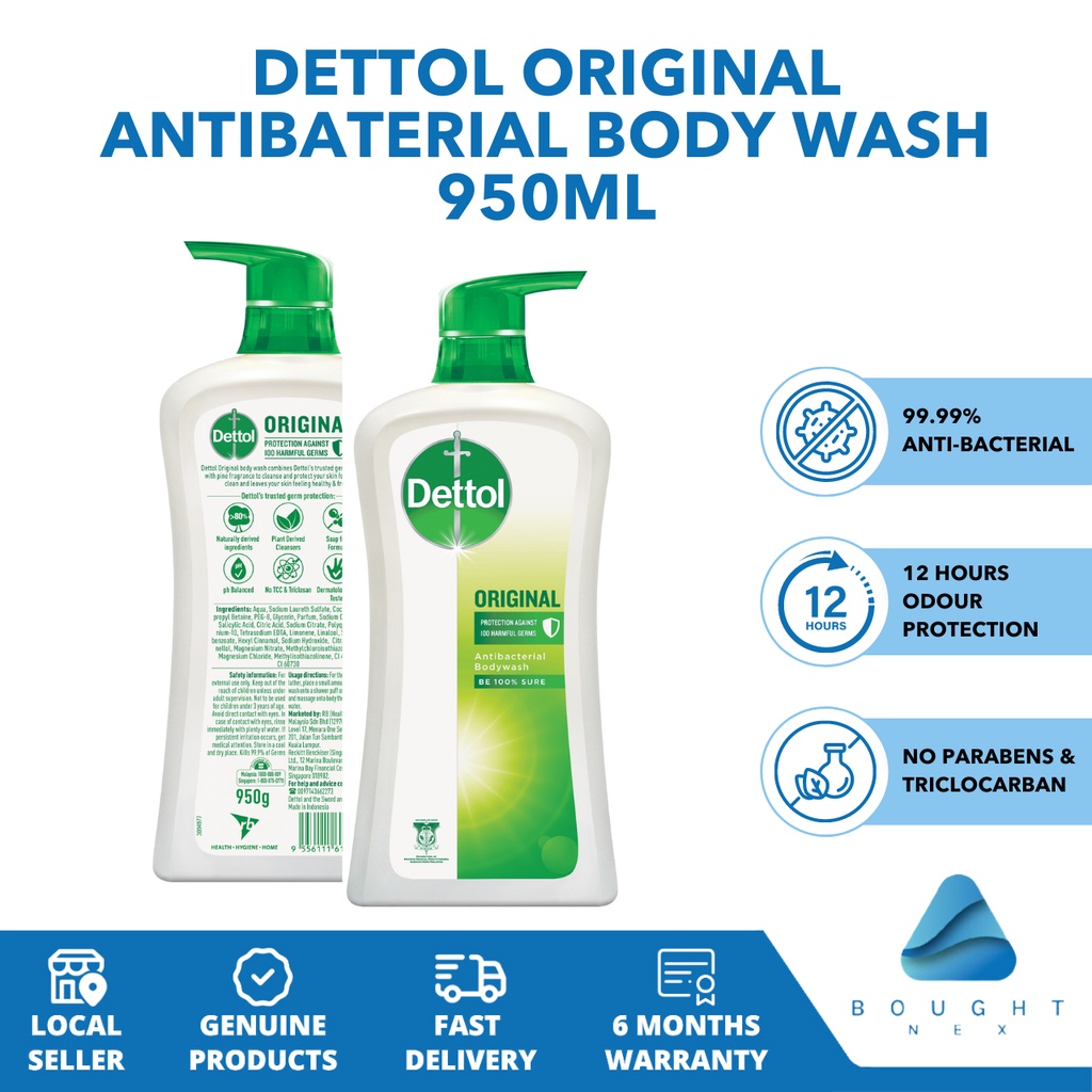 Dettol Body Wash Antibacterial Original Pump Bottle Liquid 950ml Shower