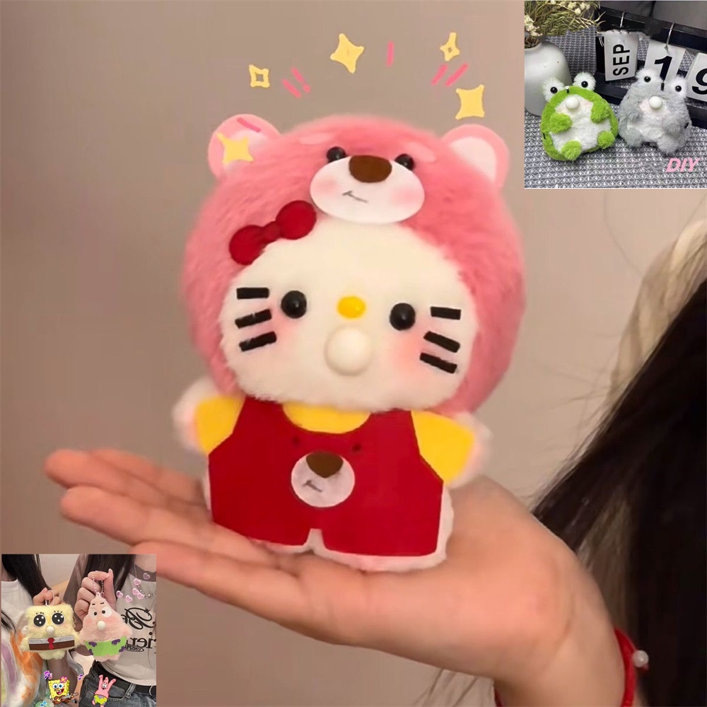 DIY Keychain Squeaking loopy Kt Cat Frog SpongeBob Patrick Star Spit ...